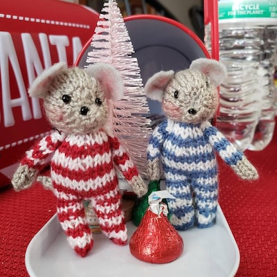 MICE IN A BOX, Knitted Mice, Soft Mice, Collectible, Mice, Mini Soft ...