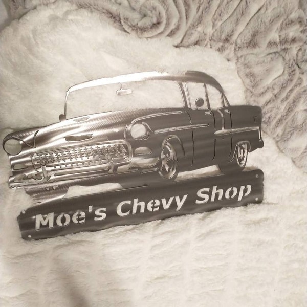1955 Chevrolet Bel Air 4 Door, Metal Car Sign, Man Cave, Personalized ...