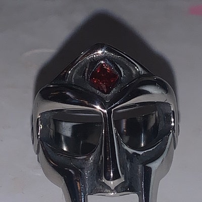 Silver MF DOOM Ring Red Gem MFDOOM Ring in Stainless Steel Mfdoom ...