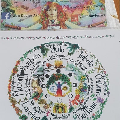 Wheel of the Year A4 Planner Size Pagan Goddess Wall Art Image Poster ...