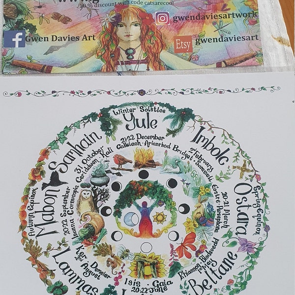 Wheel of the Year A4 Planner Size Pagan Goddess Wall Art Image Poster ...