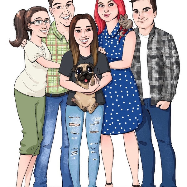 My Cartoon Group Portrait - A Cute Stylized Portrait From Photos of ...