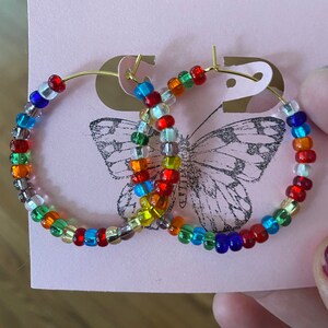 Beautiful Multi Colored Hoops Colorful Small Beaded Earrings Amazing ...