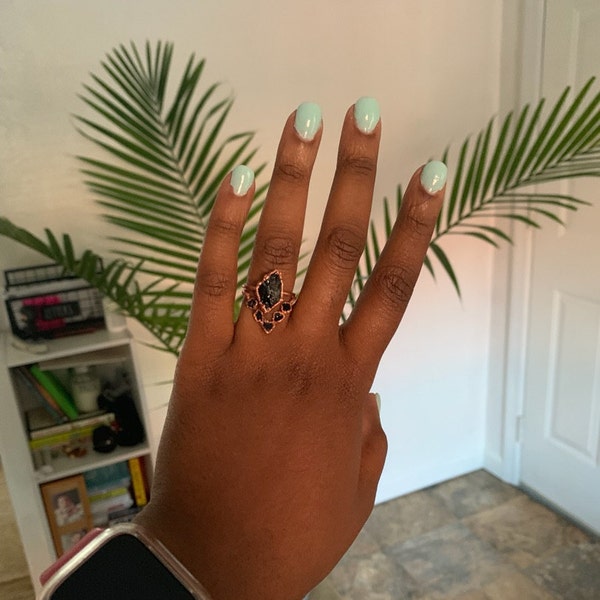 Solid Gold Boho Hippie Wedding Set| Raw Stone Engagement Ring| Handmade ...