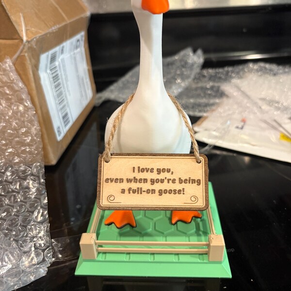 Emotional Support Goose Desk Buddy | Magnetic Goose With Custom Wooden ...
