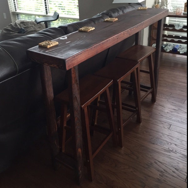 RUSTIC CONSOLE TABLE Sofa Bar Red Mahogany Large Narrow Long 12x60x38"h ...