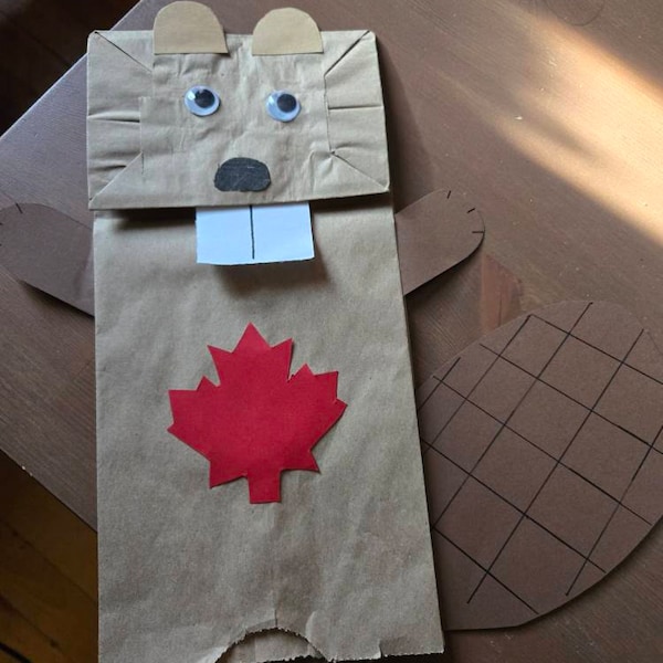 BEAVER Paper Bag Puppet TEMPLATE - Etsy