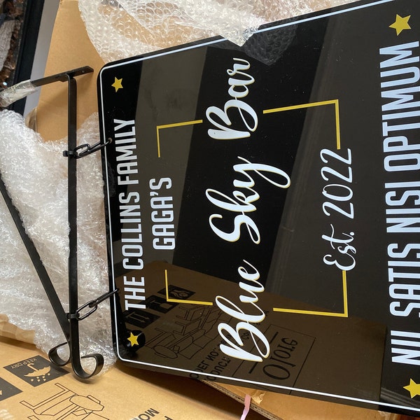 Personalised Pub Shed Hanging Swing Sign With Bracket | Garden Pub ...