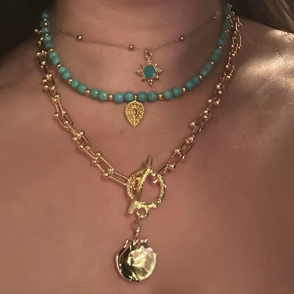 Handmade Stunning Blue Necklace Set, Elegant Jewelry for Women, Shiny ...