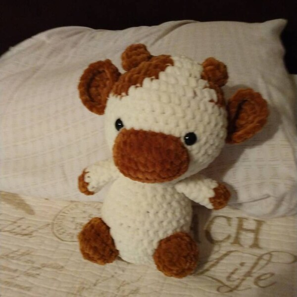 Duke the Cow Stuffie, Crochet Cow Plush, Cow Stuffed Animal, Chubby Cow ...