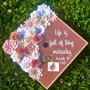 Purple/gold Graduation Cap Topper Paper Flowers Paper - Etsy