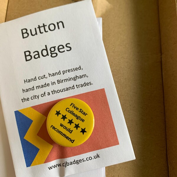 Five Star Colleague Button Badge Recommended - Etsy UK