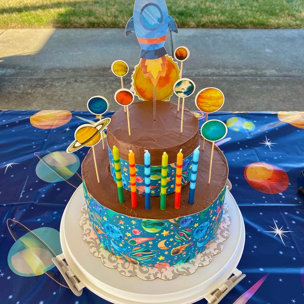 Solar System Planets Edible Cake Wrap or Rocket Cake Topper - Etsy