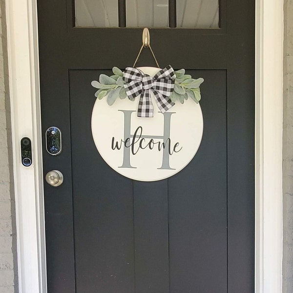 Door Hanger, Welcome Sign, Initial Front Door, Door Sign, Front Door ...