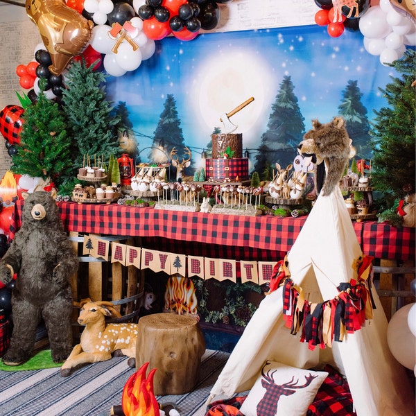 Buffalo Plaid Garland - Red Black Gold Banner Buffalo Plaid Party ...