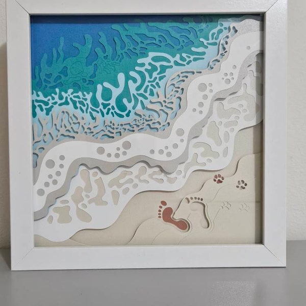 3D SEA WAVE SVG, Beach Shadow Box, Beach Svg, Sea Svg, Wave Svg, Cricut ...