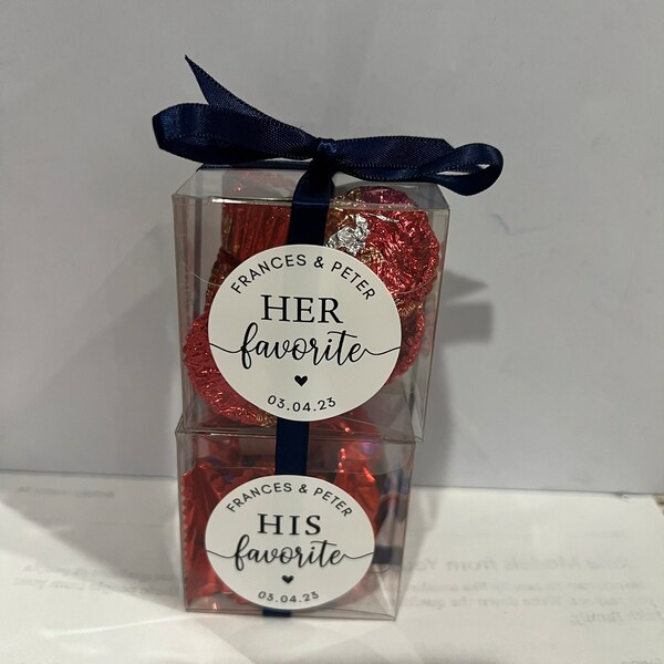 His and Her Favorite Wedding Favor Stickers, Round Circle Bridal Shower ...