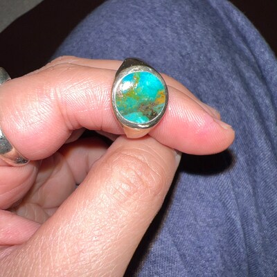Sterling Silver Turquoise Signet Ring Turquoise Gemstone Ring Blue ...
