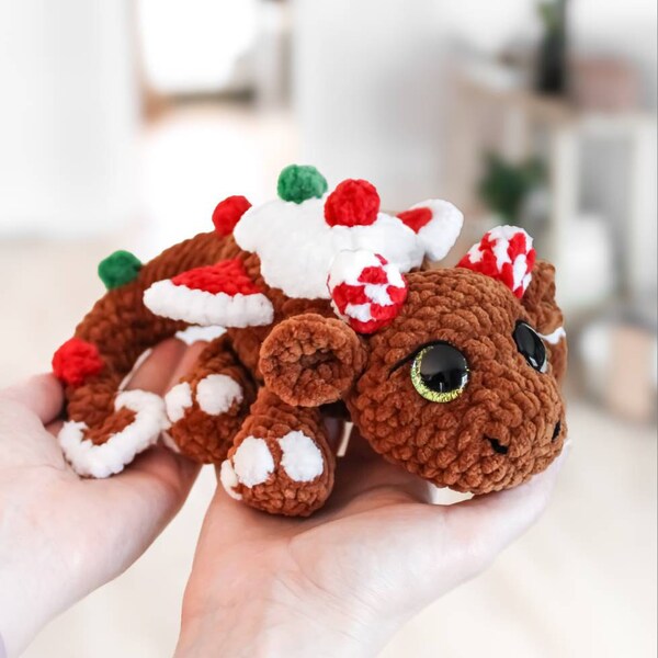 Gingerbread Dragon Crochet Pattern PDF - Amigurumi, Chunky Yarn, Decor ...