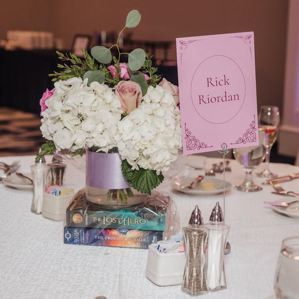 Book Themed Wedding Table Name Cards - Novels, Authors, Book Titles ...