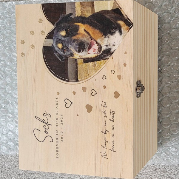 Personalised Wooden Pet Memorial Photo Keepsake Box 5 Sizes | Pet ...