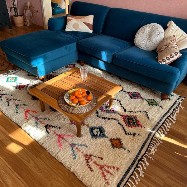 White Rug Fluffy, Custom Fabulous Boujad Rug, Authentic Moroccan Rug ...