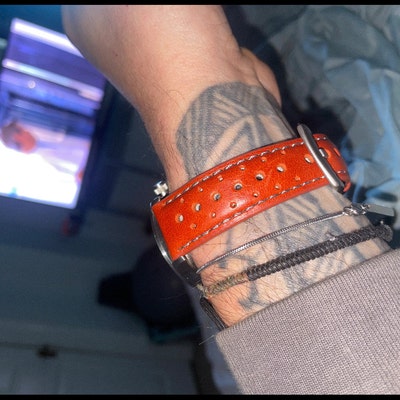 Handmade Copper Brown Italian Leather Watch Strap, Full Grain Leather ...