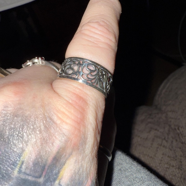 Norwegian Rosemaling Ring - 925 Sterling Silver- Folk Floral Filigree ...