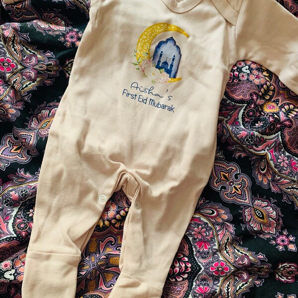 Personalised My First Eid Mubarak/ramadan Pink Babygrow L Vest L New ...