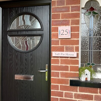 Personalised Painted Wooden Sign for House Garden Outdoor Door - Etsy UK