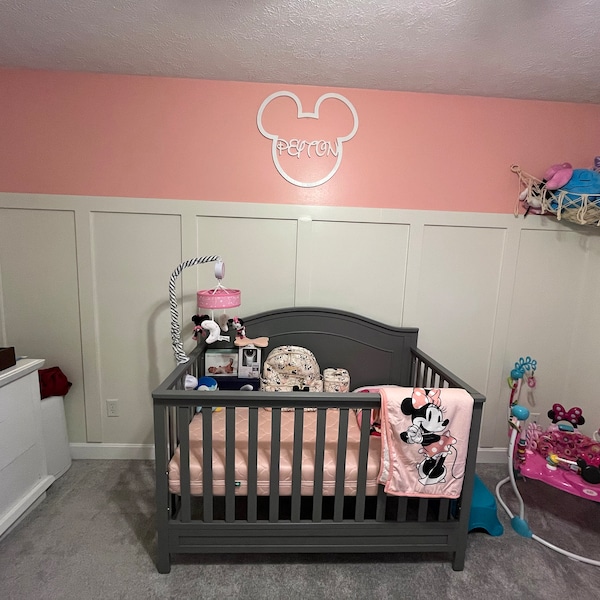 Disney Minnie Mouse Silhouette Name Decor, Wooden Minnie Mouse With Bow ...