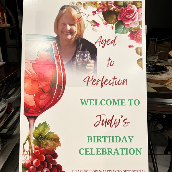 Editable Aged to Perfection Birthday Welcome Sign, Winery, Fine Like ...