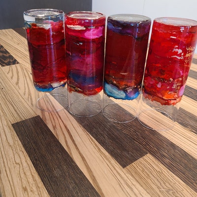 2 TURQUOISE WINE GLASSES Individually Hand Painted. Perfect - Etsy