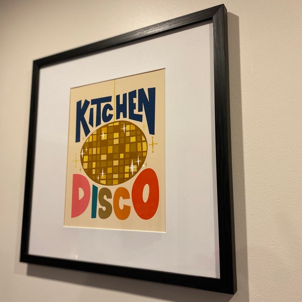 Kitchen Disco Print | Kitchen Poster | Foodie Gift | Rainbow | Poster ...