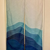 Japanese Noren, Japanese Landscape Artwork Featuring a Bonsai Tree and ...