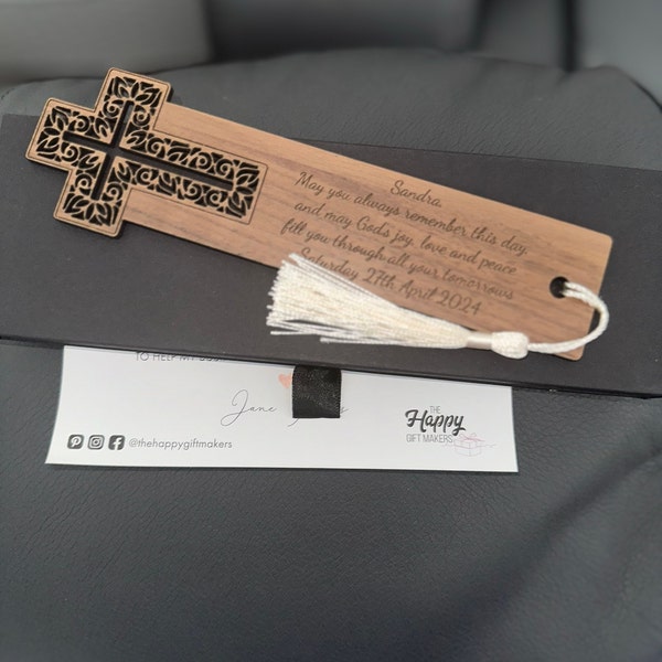 Personalised Wooden Cross Bookmark, Custom Religious Bookmark ...