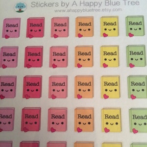 Happy Book Read Tracker Reminder Cute Kawaii Planner Stickers - Etsy
