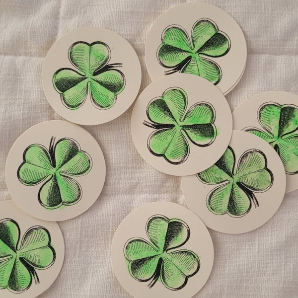Shamrock Clover Tags Round Gift Tags Set of 10 - Etsy