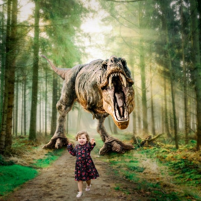 Dinosaur Digital Backdrop, Trex Digital Backdrop, Dinosaur Chasing ...