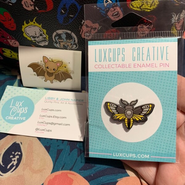 Deaths Head Moth Enamel Pin - Hard Enamel Pin Moth Pin Spooky Enamel ...