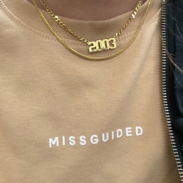Year Necklace , Date Necklace , Gold Name Necklace , Personalized ...