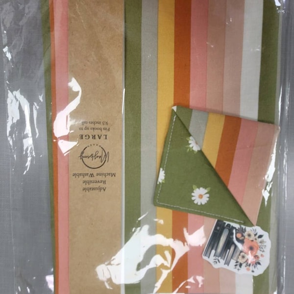 Reversible Book Cover Adjustable Bible Pouch Reusable Fabric Dust ...