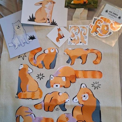 Red Panda Sticker Pack Waterproof Vinyl Cute Kawaii Glossy Stickers ...