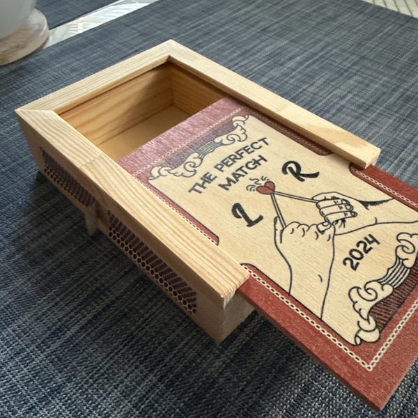 PERSONALIZED Couples Matchbox Wood | Custom Wood Matchbox for Couples ...