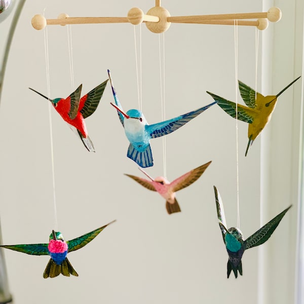 Paper Machè Sculpture and Figurines Hanging Bird Ornament Hummingbird ...