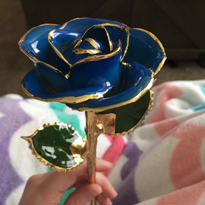 2-tone Light Blue Rose by Living Gold Original 24k Gold Dipped Rose ...
