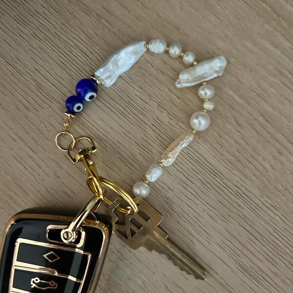 Bag Charm Keychains With Glass Ceramic Beads, Gold Accents, and ...