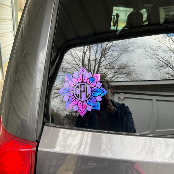 Flower Monogram Car Decal Sticker | Flower Monogram Tumbler Decal ...