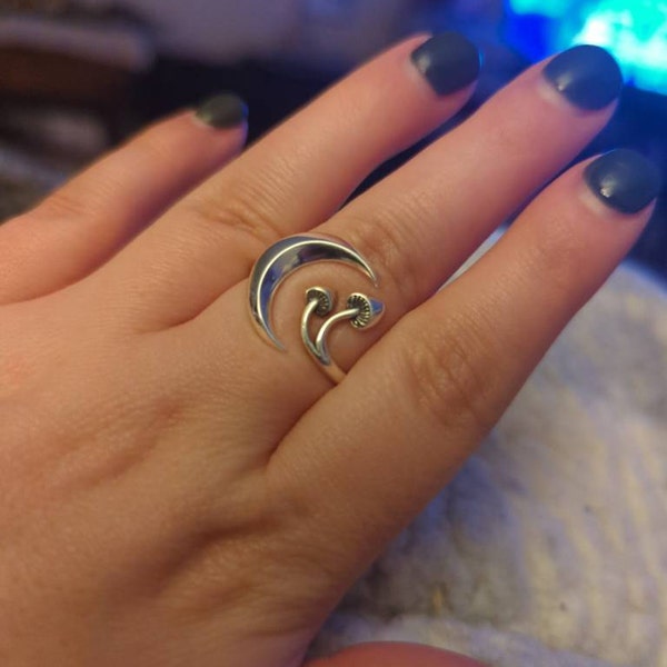 Sterling Silver Ocean Wave Ring, Adjustable Silver Wave Ring, Surfer ...
