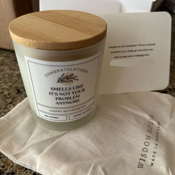 Retirement Gift, Smells Like It's Not My Problem, Funny Candle, Gift ...